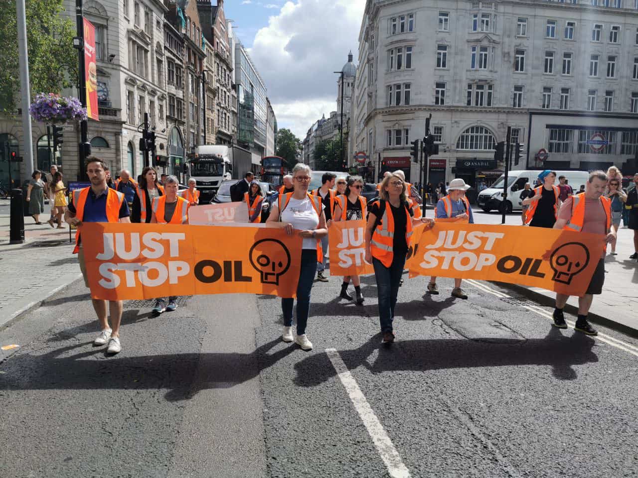 Five arrested as Just Stop Oil supporters begin 12th week of continuous ...